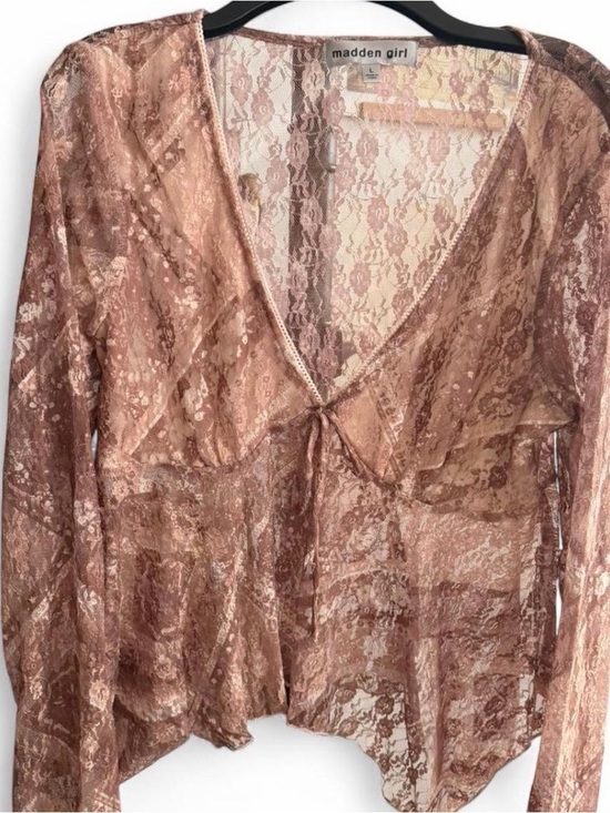 Madden Girl | Tops | Madden Girl Dusty Rose Lace Tiefront Blouse | Poshmark